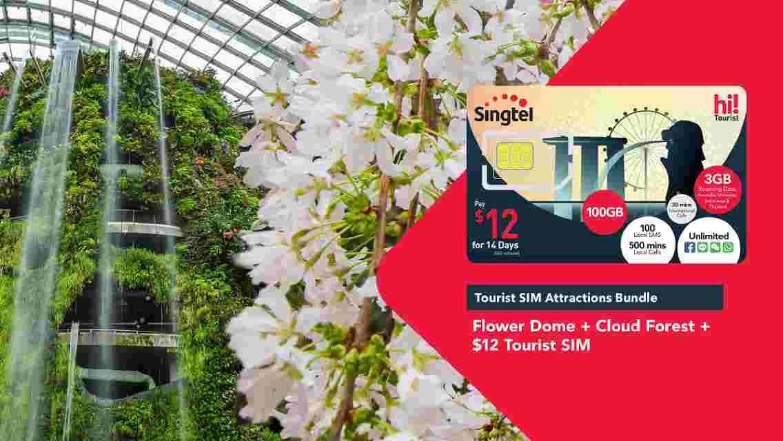 Gardens by the Bay+ $12 SingTel 4G Tourist SIM Card（Airport/Downtown ...