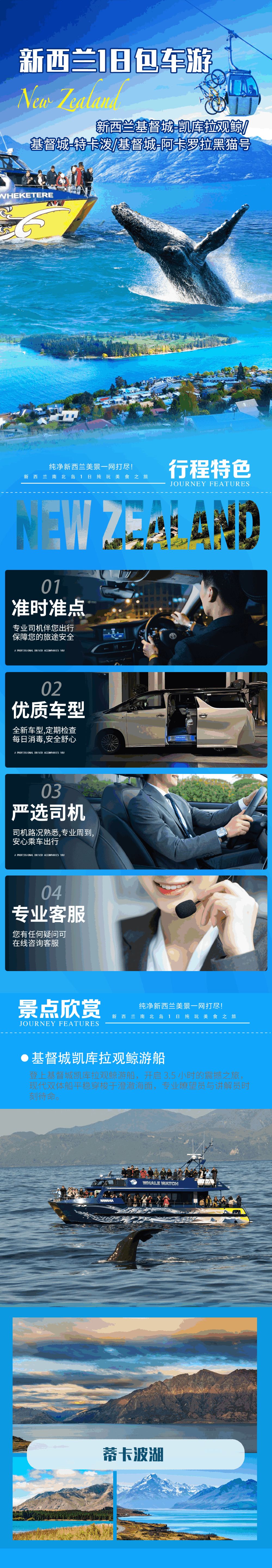 新西兰基督城凯库拉观鲸游船+特卡波湖+黑猫号游艇观海豚之旅1日包车游【包车彩事旅程 体会纯净新西兰】线路推荐【携程玩乐】